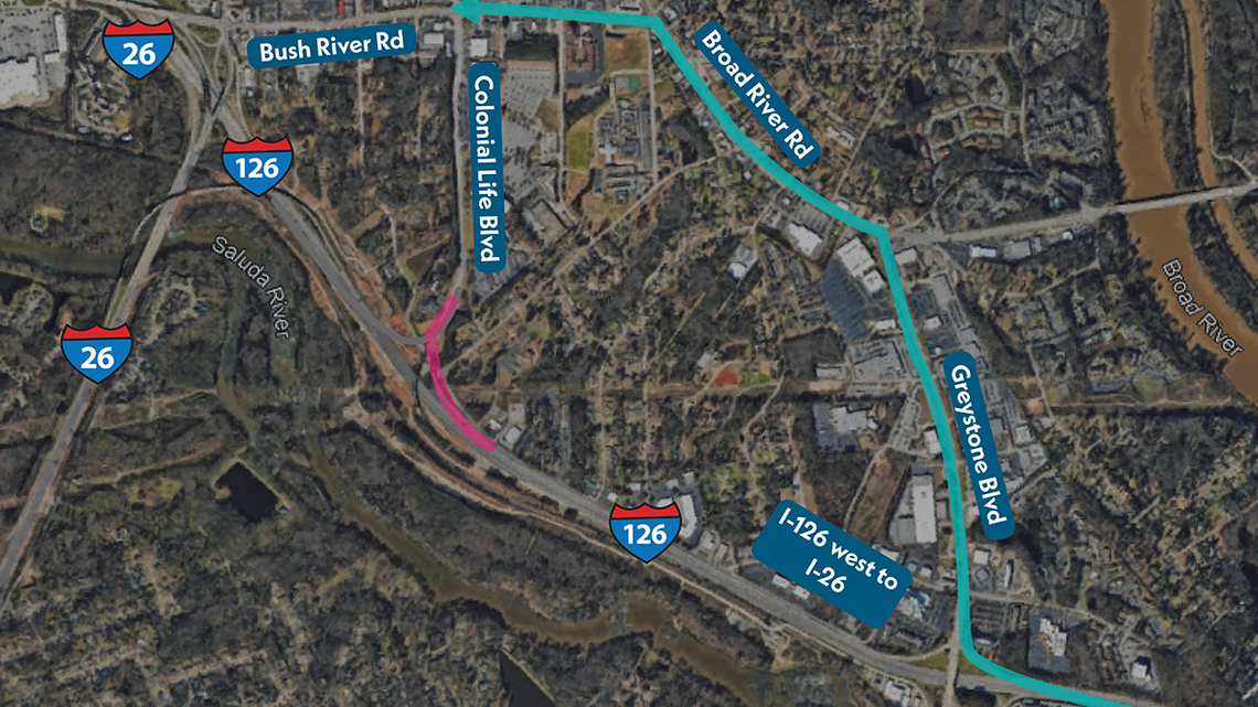 Colonial Life Boulevard exit on I 126 closed for days: SCDOT | The State
