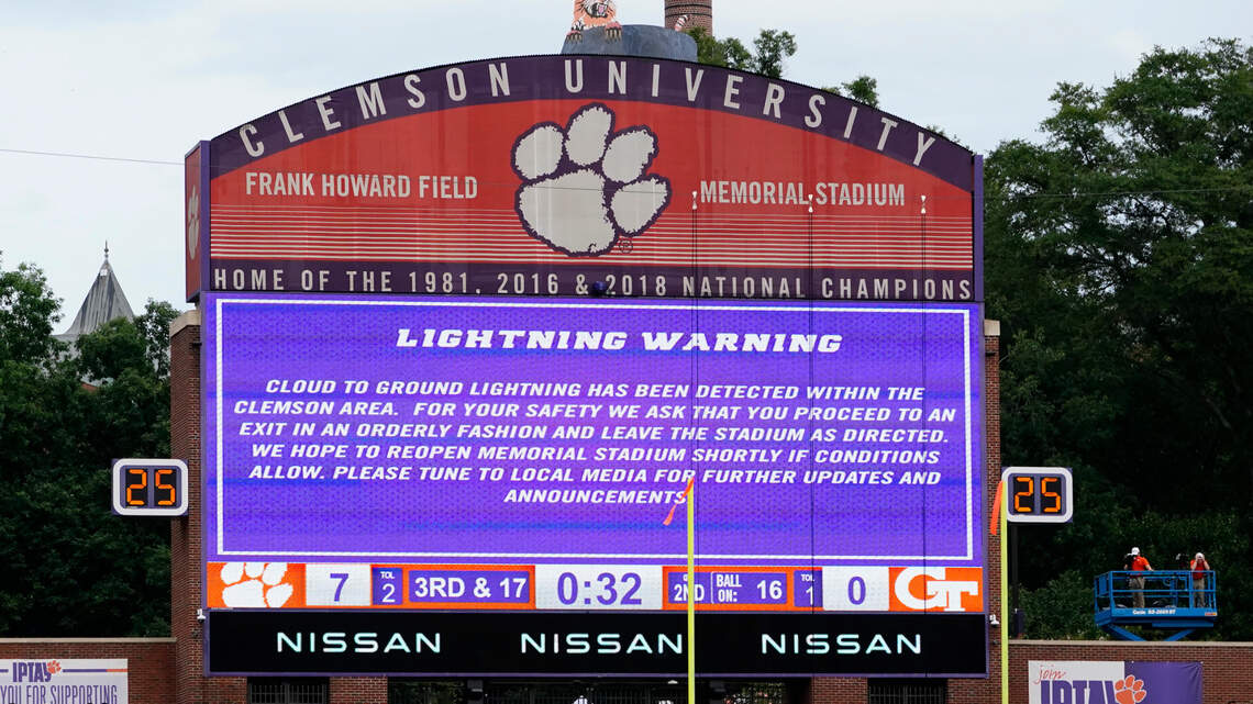 Clemson football game vs Ga Tech in weather delay today | The State